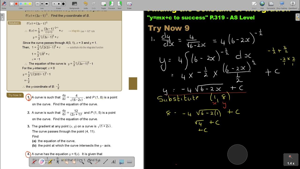 7 9 Finding the Constant of Integration Part 2 - YouTube