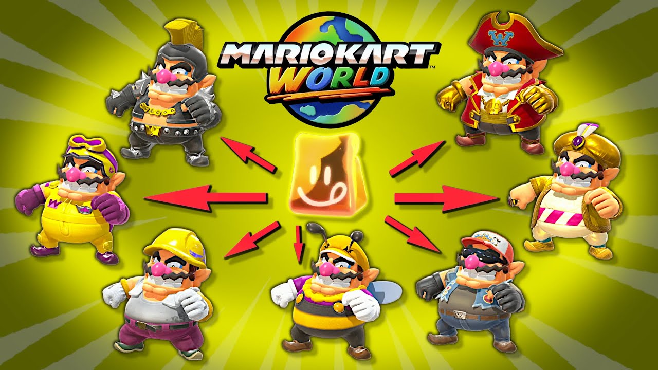 Obtenir facilement tous les skins de Wario - Mario Kart World - YouTube