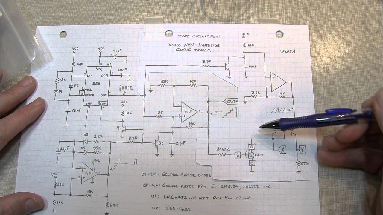 #232: More Circuit Fun: Simple transistor curve tracer using Stairstep generator circuit - YouTube