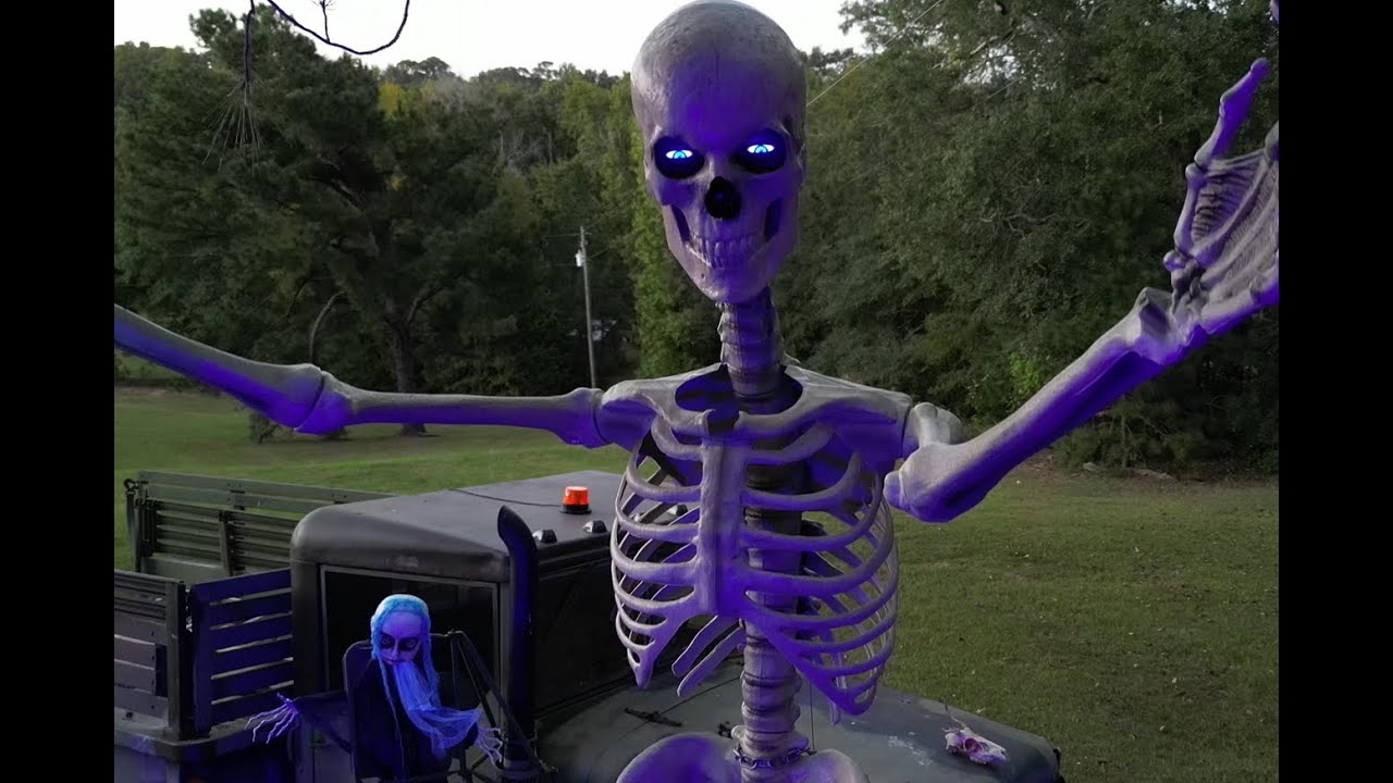 Giant 12ft skeleton and the Deuce and a Half!! Halloween 2024 # ...