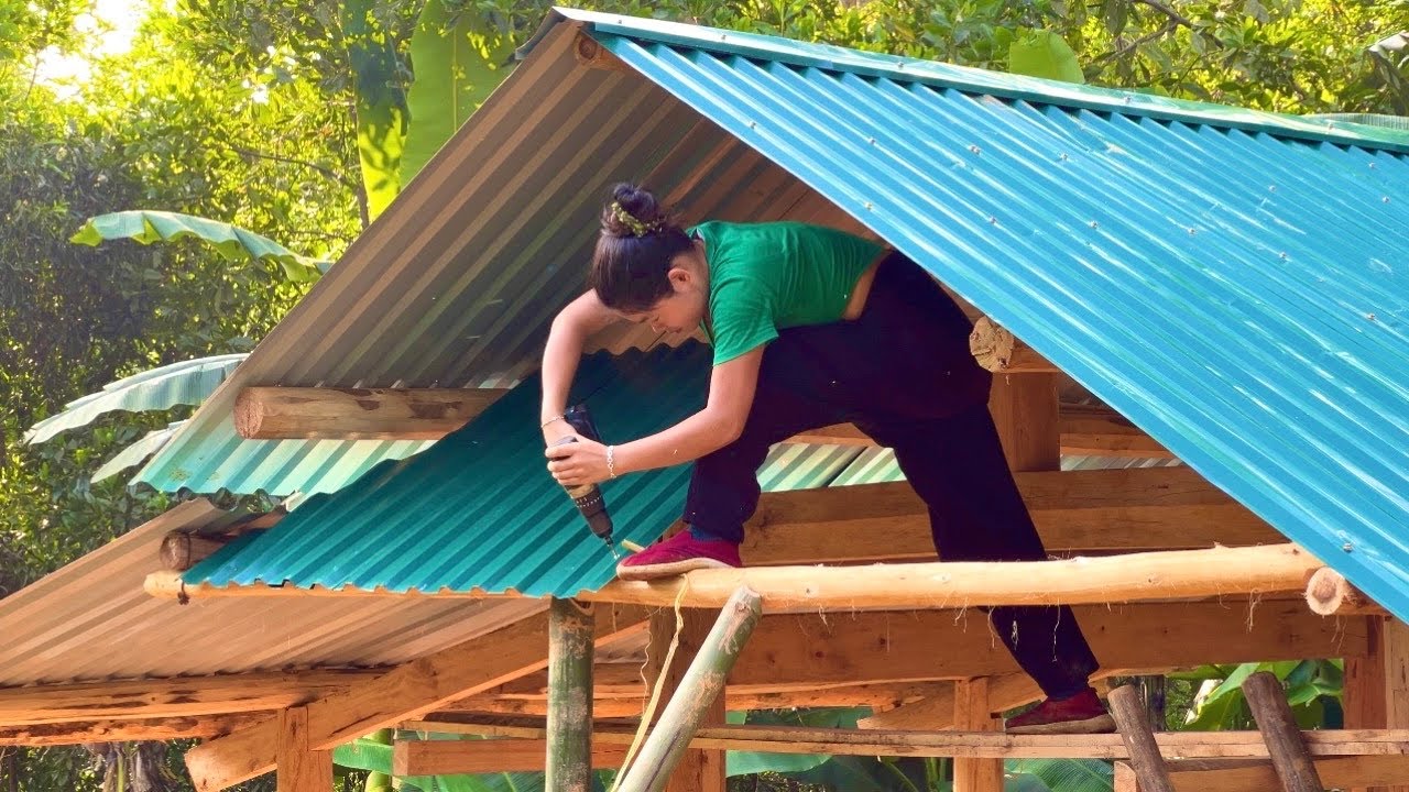 A Girl Built A Wooden House Alone In The Middle Of Nature - From Start ...