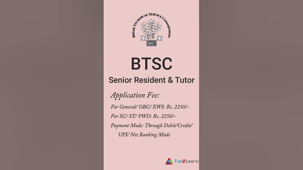 BTSC Senior Resident & Tutor Vacancy 2022 - YouTube