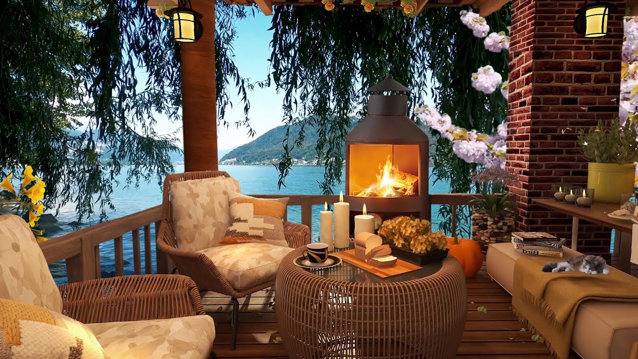 Cozy Porch by the River Flowing to Lake with Birds Sounds for Relax🌿 ...