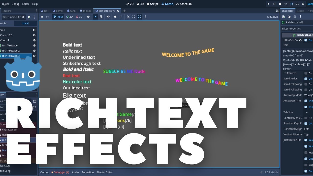 Rich Text Effects in Godot 4+ | Step by Step Guide Tutorial - YouTube