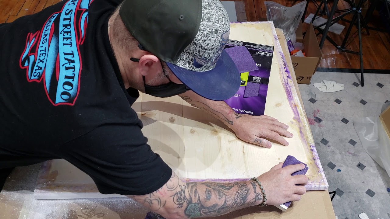 Finishing the bottom of a table top - YouTube