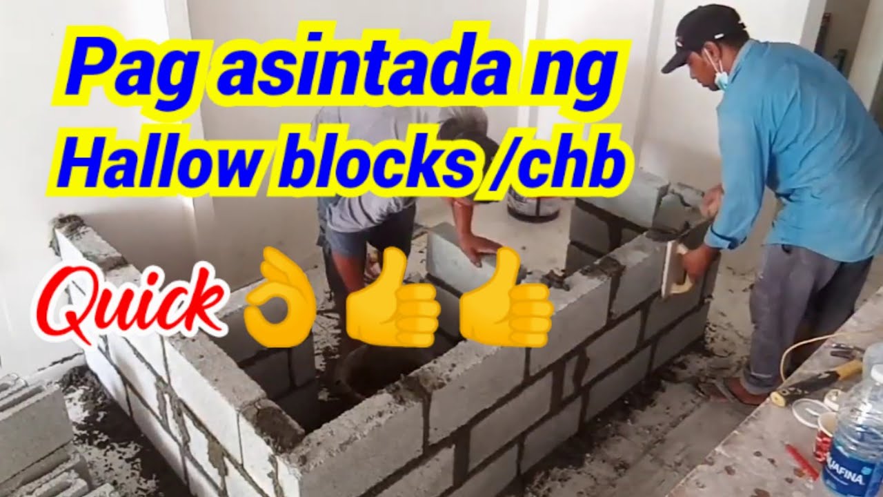 pag asintada ng CHB, hallow blocks para sa counter. - YouTube