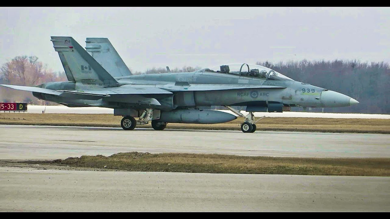 CF-18 Engine Start and Takeoff at London International Airport - YouTube