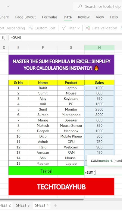 🦴Master the SUM Formula in Excel: Simplify your Calculations Instantly! 🔥 #exceltips # ...