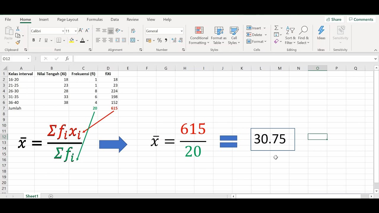Cara menghitung rerata aritmatik atau mean untuk data berkelompok - YouTube