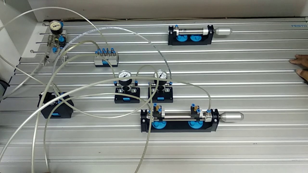 07 Basic pneumatics training using TP101 equipment set - YouTube