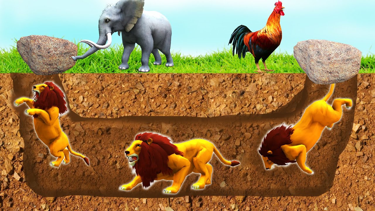 भूमिगत गुफा Underground Cave Rooster and Lion Hindi Kahaniya Stories ...