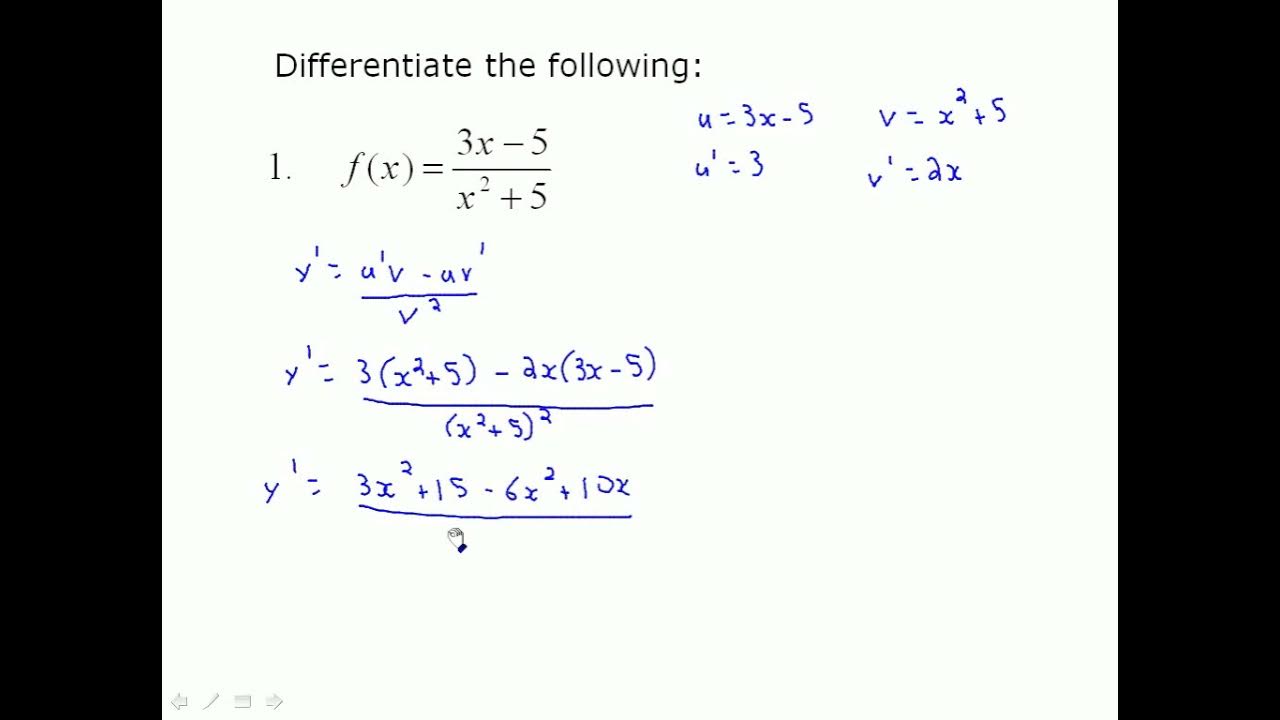 Examples: The quotient rule 1 - YouTube