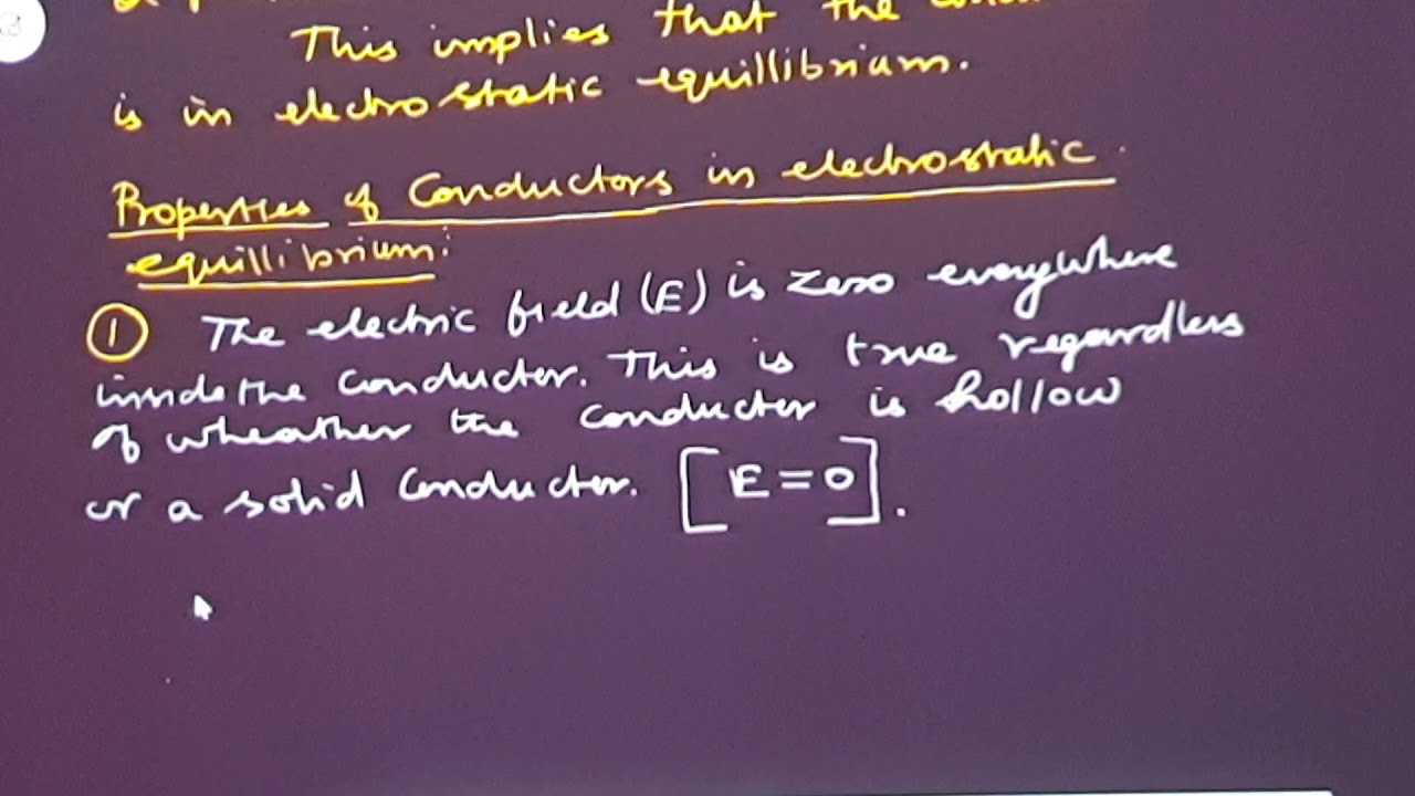 Conductors at electrostatic equilibrium (unit 1) part 48 - YouTube