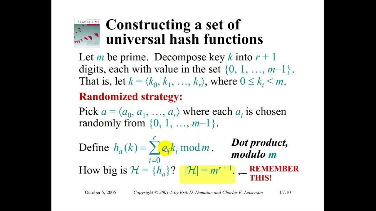 Analysis or Algorithms -- Series 1: (11) Hashing, Universal Hashing, Perfect Hashing - YouTube
