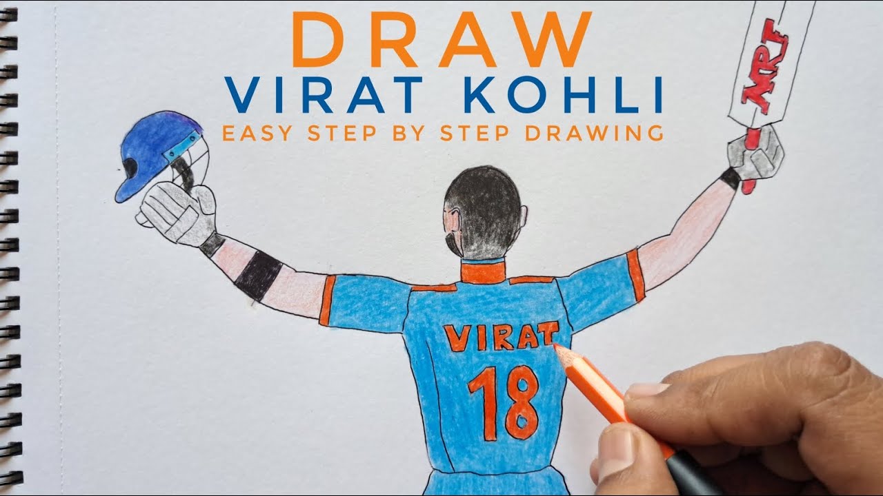 Virat Kohli Drawing Easy🔥 Virat Kohli Jersey Drawing🔥 Cricket Drawing🔥 ...