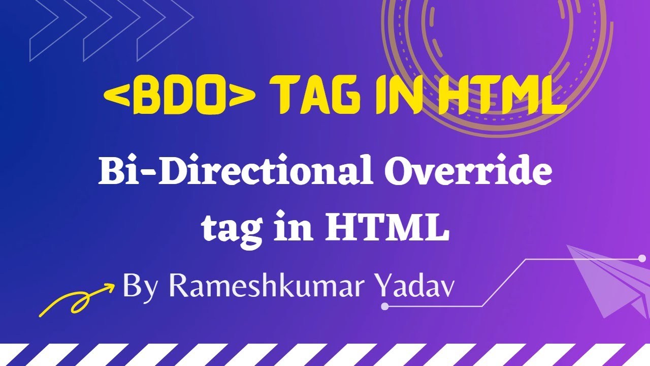 31 Bdo Tag In Html In Hindi How To Use Bdo Tag In Html Bi Directional Override Youtube