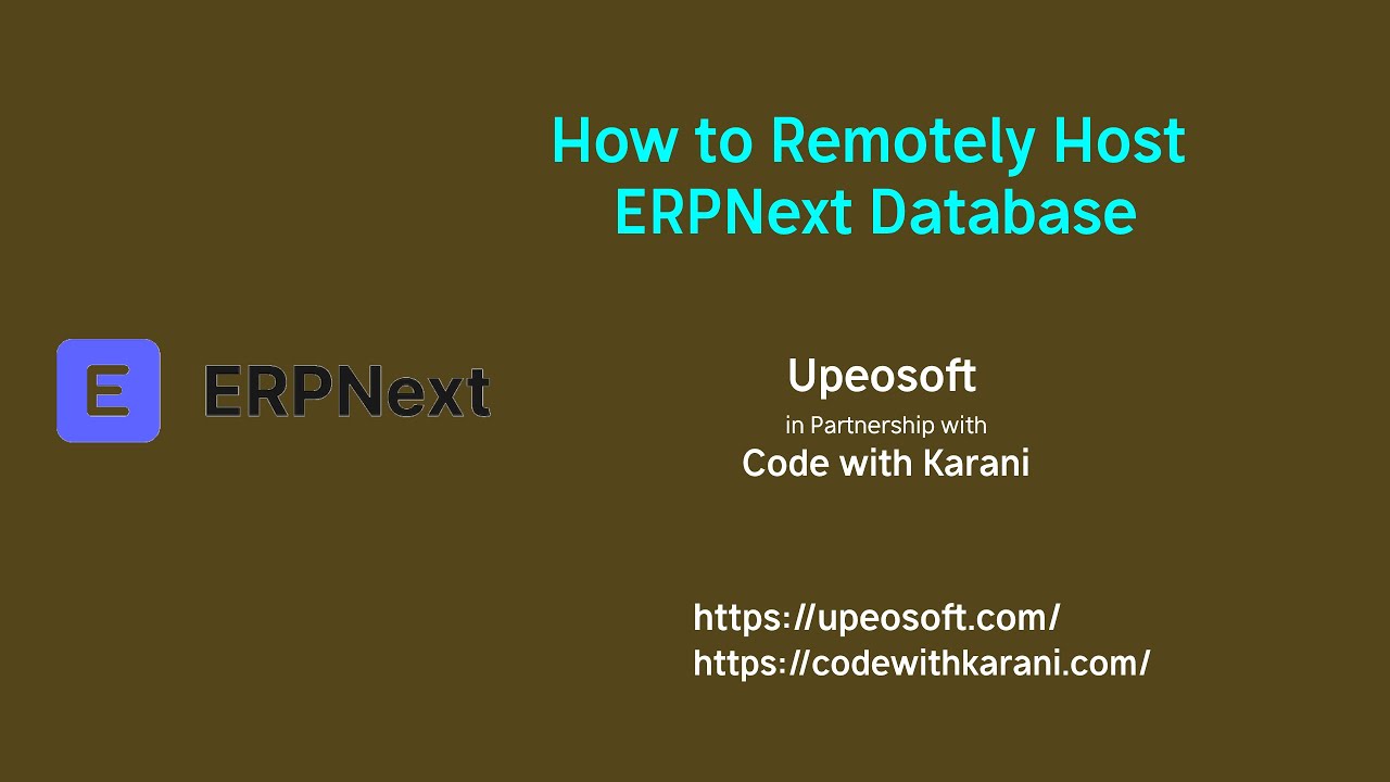 How To Remotely Host Erpnext Database Code With Karani