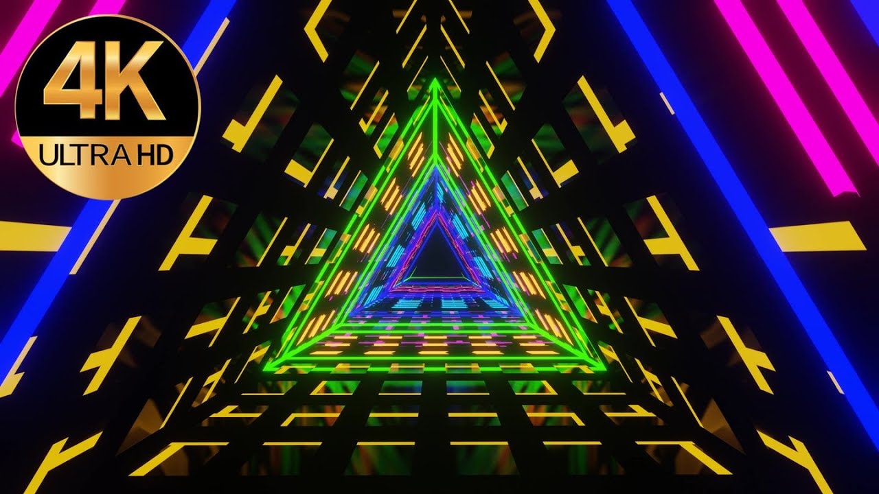 5 hour 4k Tv fast moving Multi color Triangle shape Neon light abstract ...
