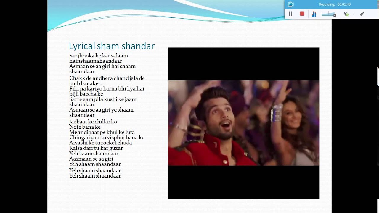 sham shaandar with lyrics - YouTube