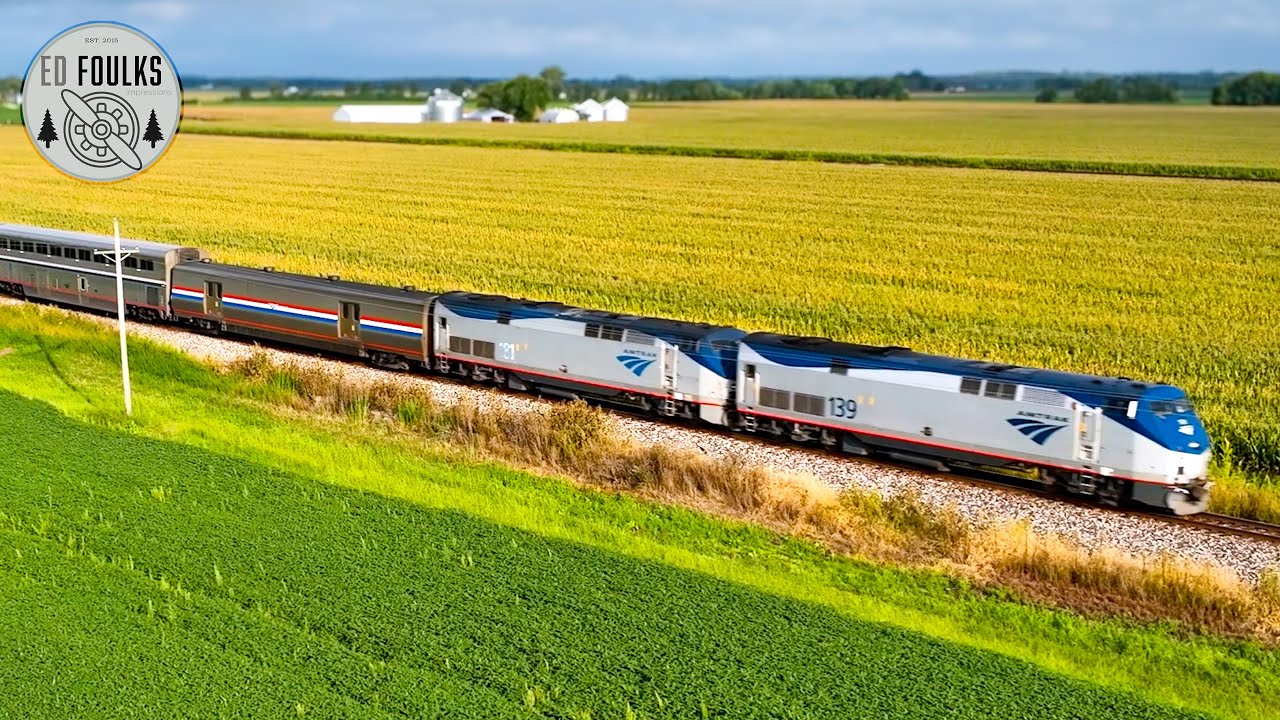 Amtrak #4 Southwest Chief in morning sunlight; New paint on westbound ...