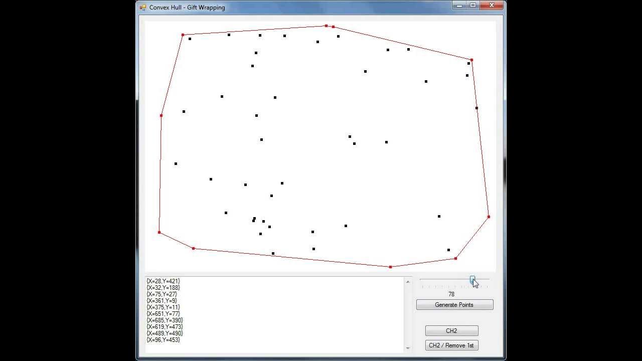 Convex hull computation using the gift wrapping algorithm - YouTube