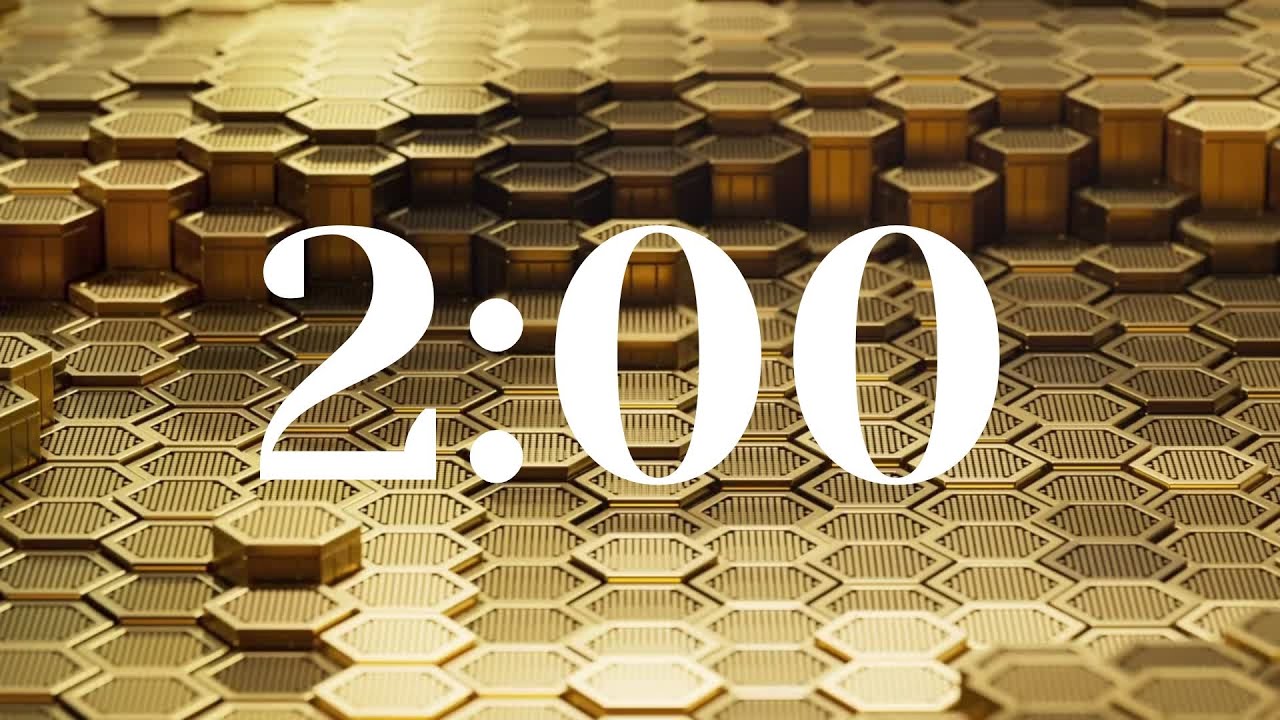 2-Minute Countdown Timer with Music & Moving Gold Hexagons Background ...