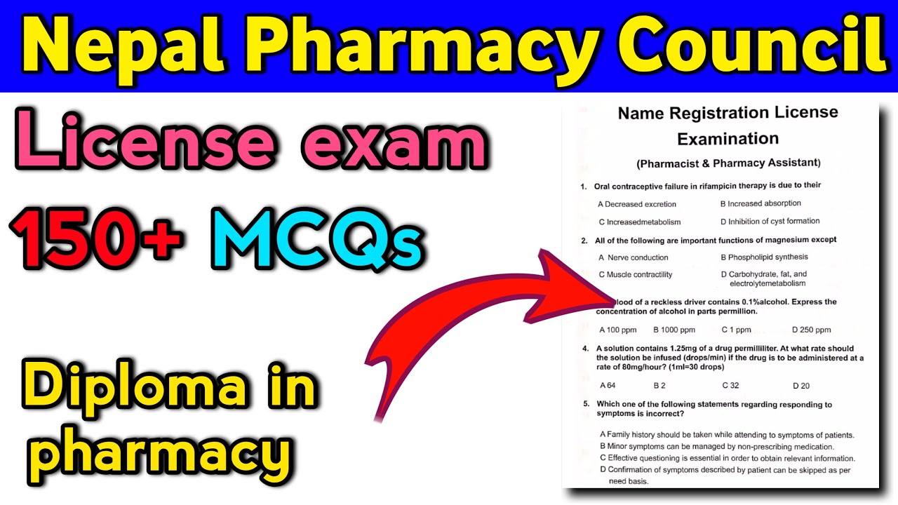 Nepal pharmacy council license exam model questions paper|npc license ...