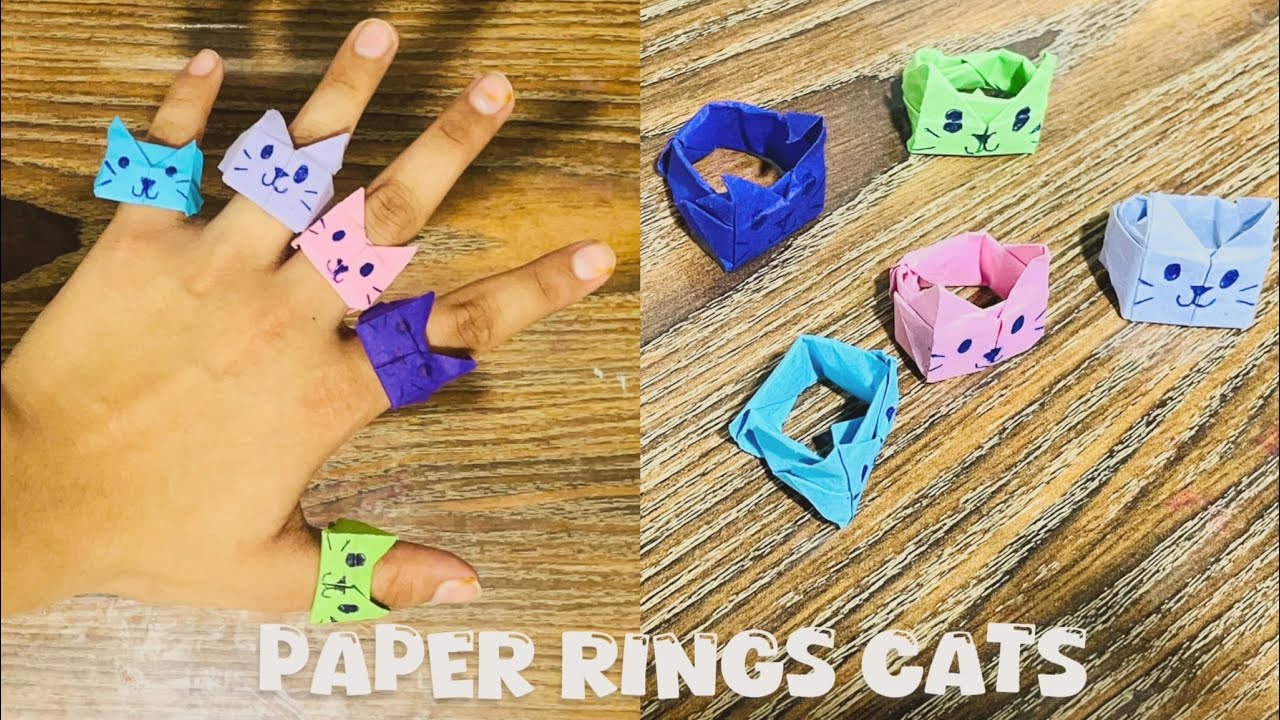 Cute paper ring cats | origami paper ring cats | How to make an easy ...