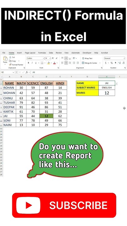 INDIRECT() Formula in Excel#Excel INDIRECT() Function#Excel#excelformula#exceltutorial#shorts# ...