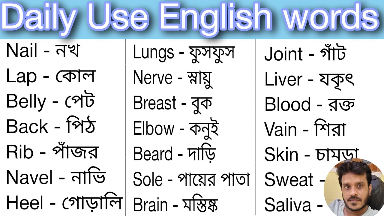 100 Most Common English Words With Bengali Meaning Daily Use English