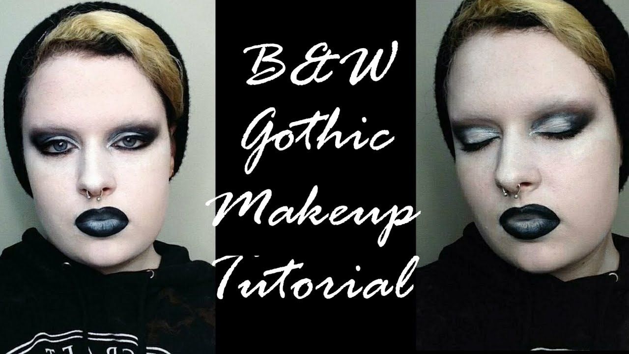 Soft Black & White Gothic Makeup Tutorial - YouTube