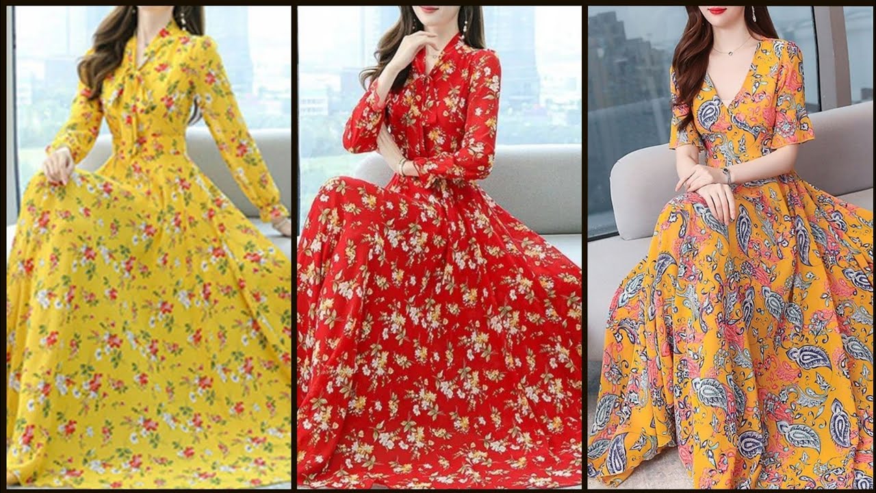 Top Trending And Demanding Stylish Designer Floral Prints Women's Maxi ...