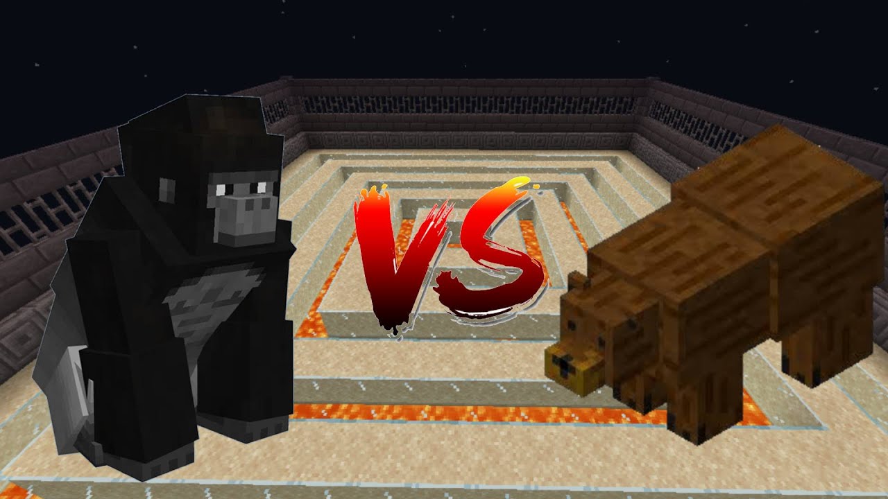 minecraft mob battle 24- gorilla vs brown bear - YouTube
