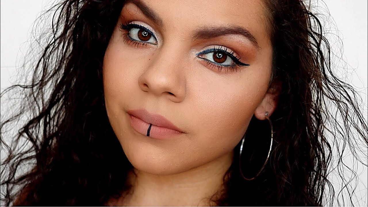 Neutral Eye & Blue Liner + Faux Lip ring | Makeup Tutorial - YouTube