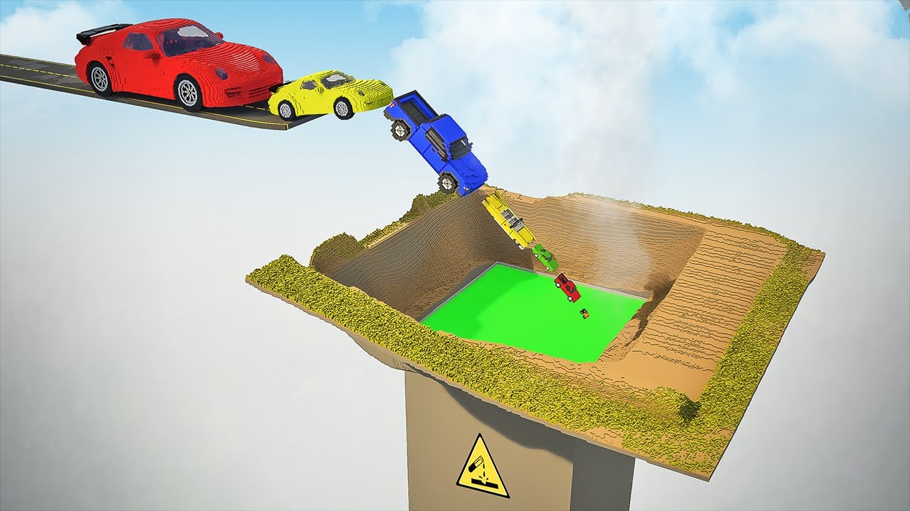 Big & Small Cars Jumps into Acid Pit | Teardown - YouTube