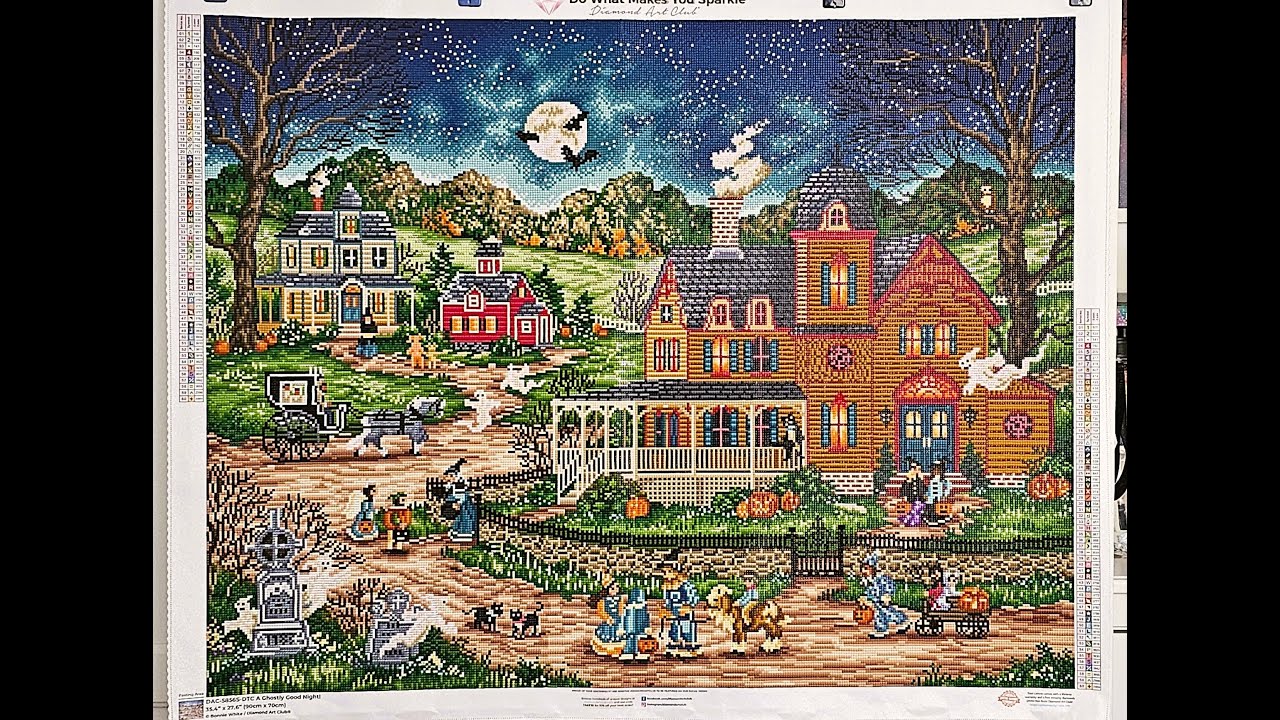 Prezentarea picturii terminate A Ghostly Good Night de la Diamond art ...