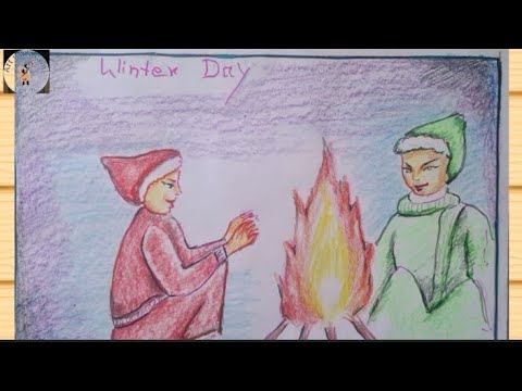 how to draw winter scenery drawing step by step -winter scenery drawing ...