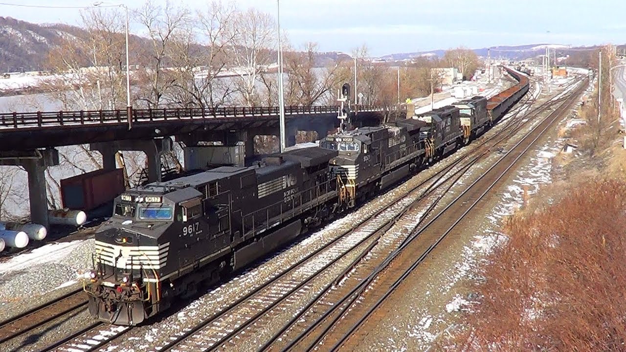 NS 61N Empty Slab Train At Conway - YouTube