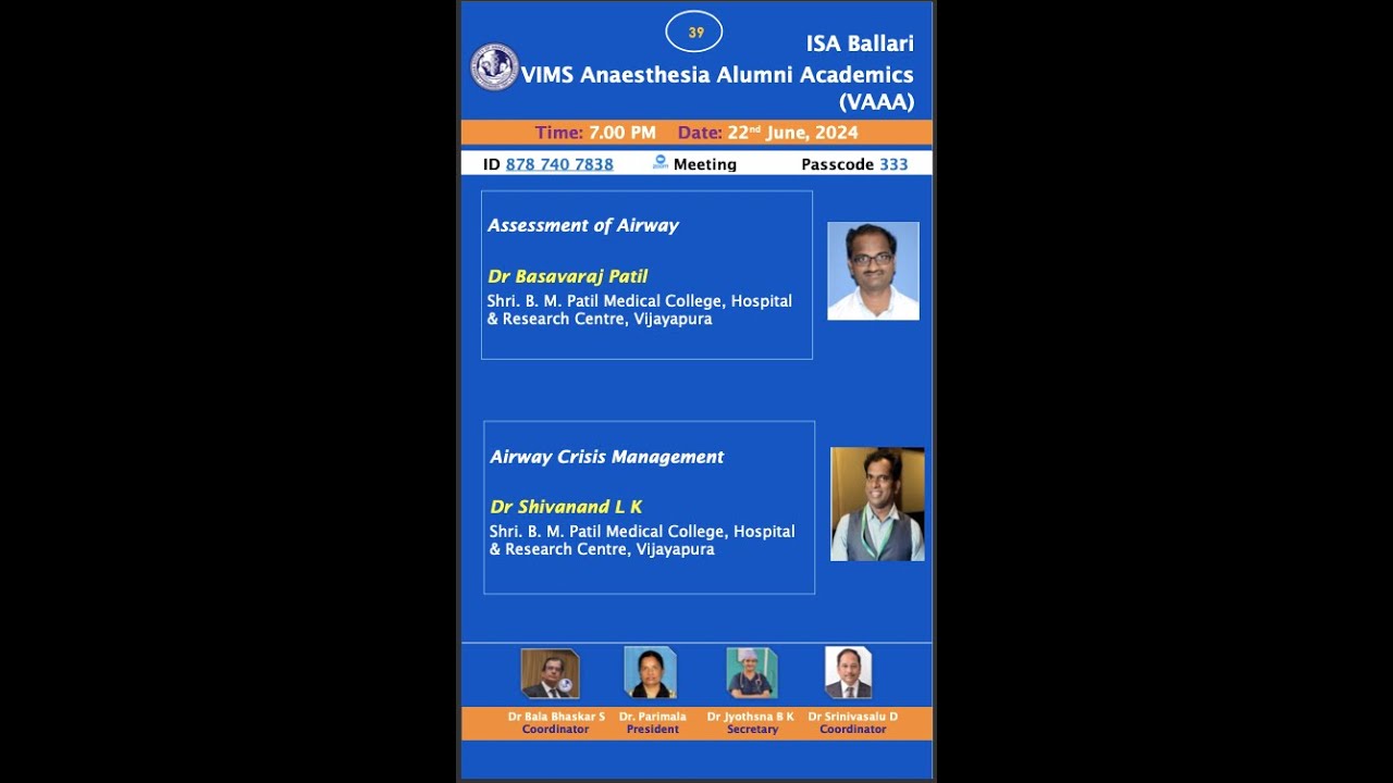39th VAAA- VAA Academics June 2024 Basavaraj Patil Assessment of Airway ...