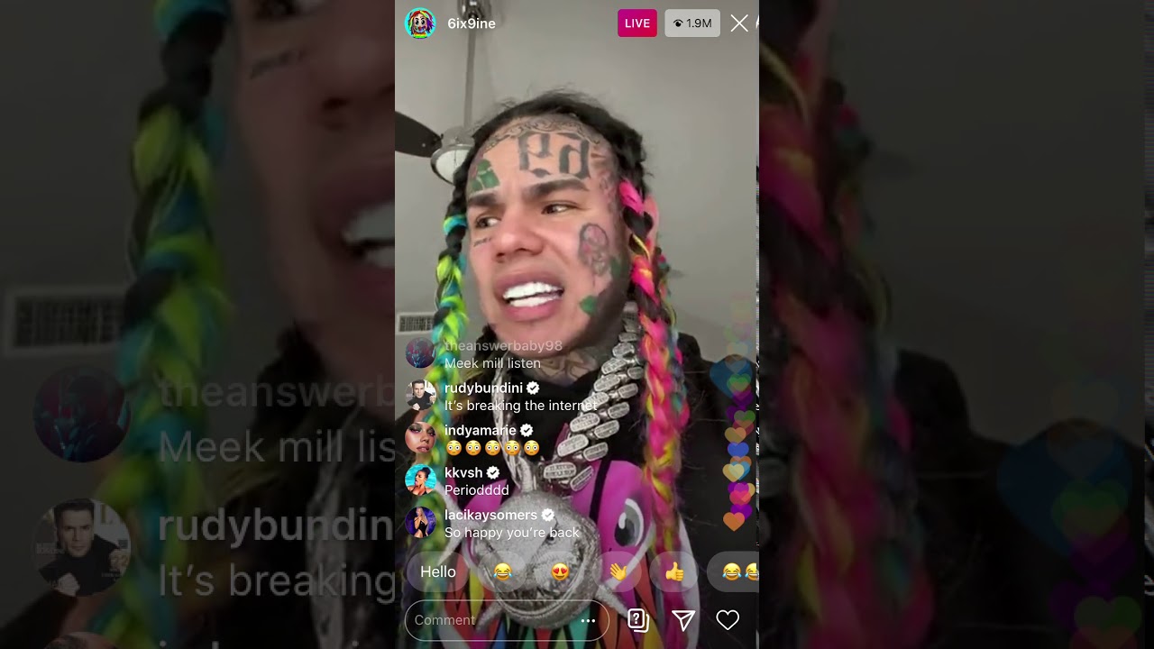 6ix9ine Speaks For First Time Since Release (Breaks Instagram Live ...