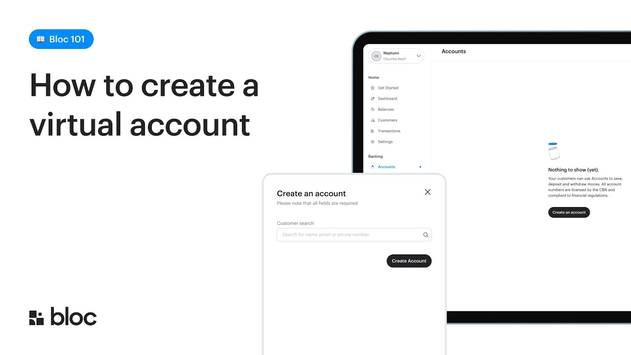 Bloc 101 - How to Create Virtual Accounts - YouTube