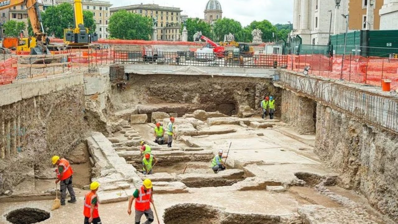 Ancient Roman remains uncovered during Jubilee construction - YouTube