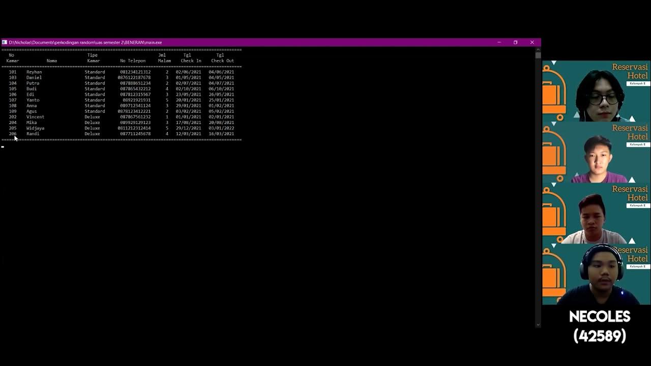 Program Reservasi Hotel - UAS Algoritma Struktur Data - YouTube