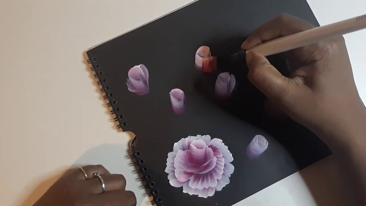 One stroke painting \ Acrylic\ Rose and leaves🌹🌿 - YouTube