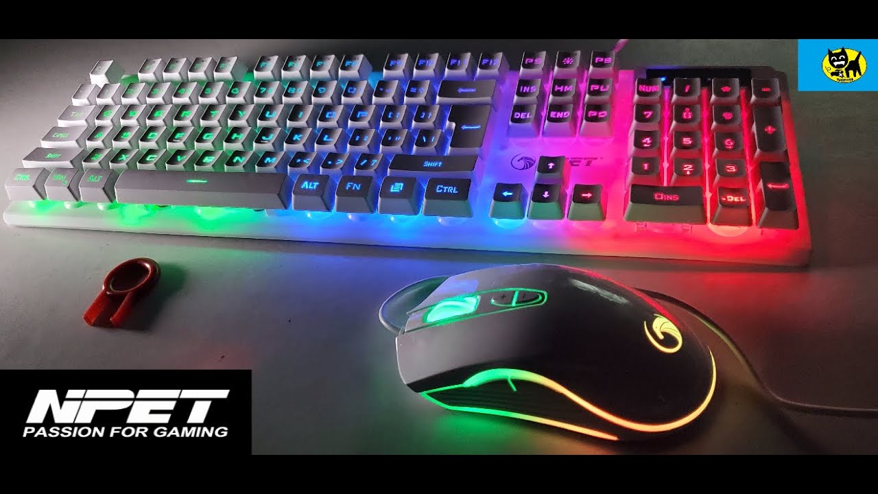 NPET WHITE S20 Wired Gaming Keyboard Mouse Combo, LED Backlit Gaming ...