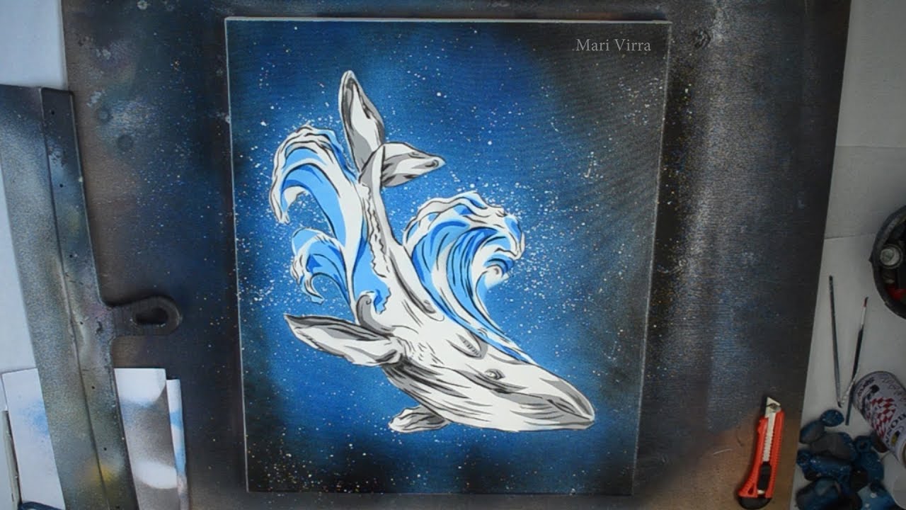 Simple drawing "Blue Whale" - Spray Paint by Mari Virra - YouTube