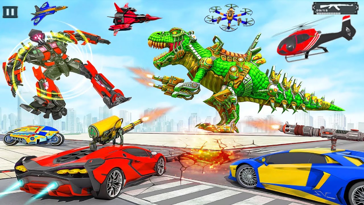 Dinosaur Transformers Robot Car Fighting | Epic Robot-to-Dino Battles ...
