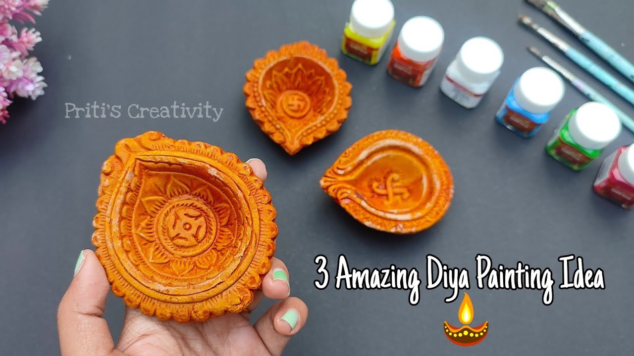 3 Unique Diya Decorating Idea || Diy Diya Painting || Diya Decoration ...