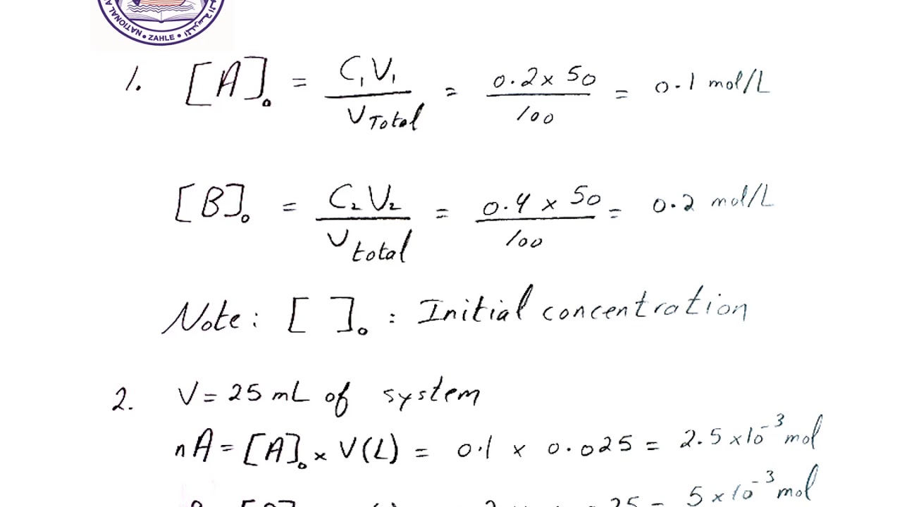 CHEMISTRY CHAPTER 3 INITIAL CONCENTRATIONS BY TONY MASSAD - YouTube