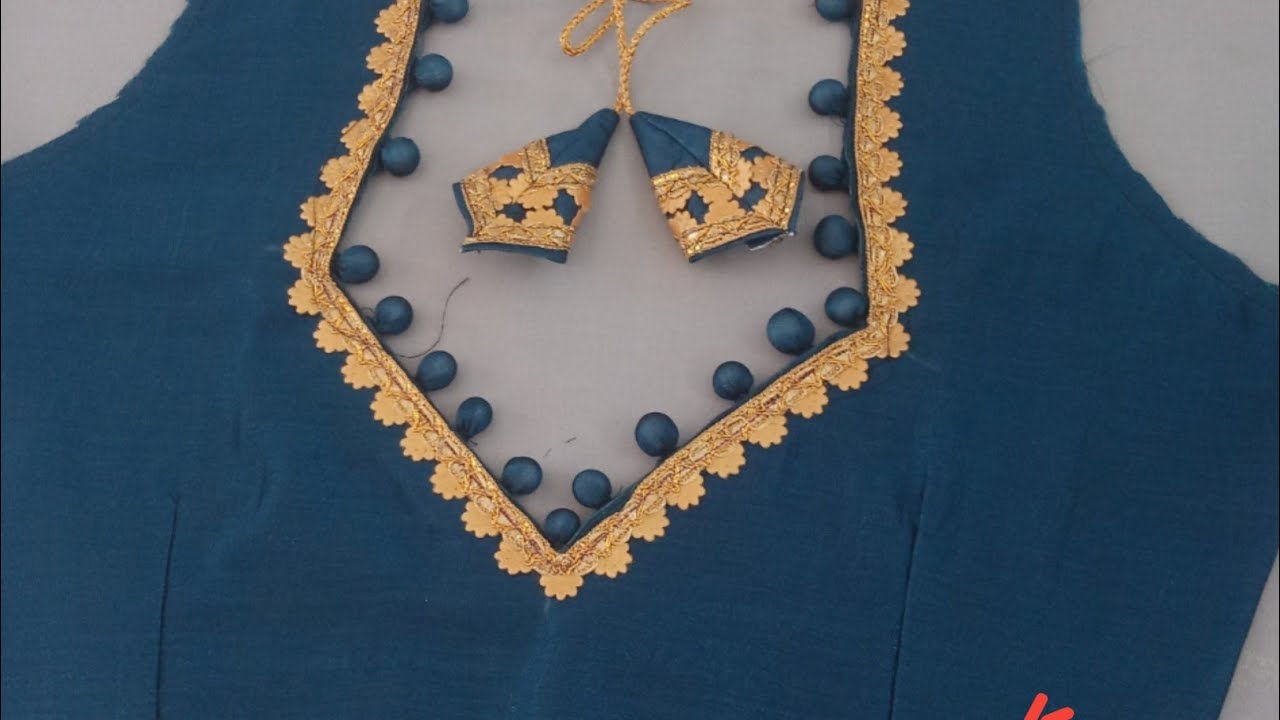 How to Stitch Potli Buttons On blouse l Potli Button Neck Designs ...